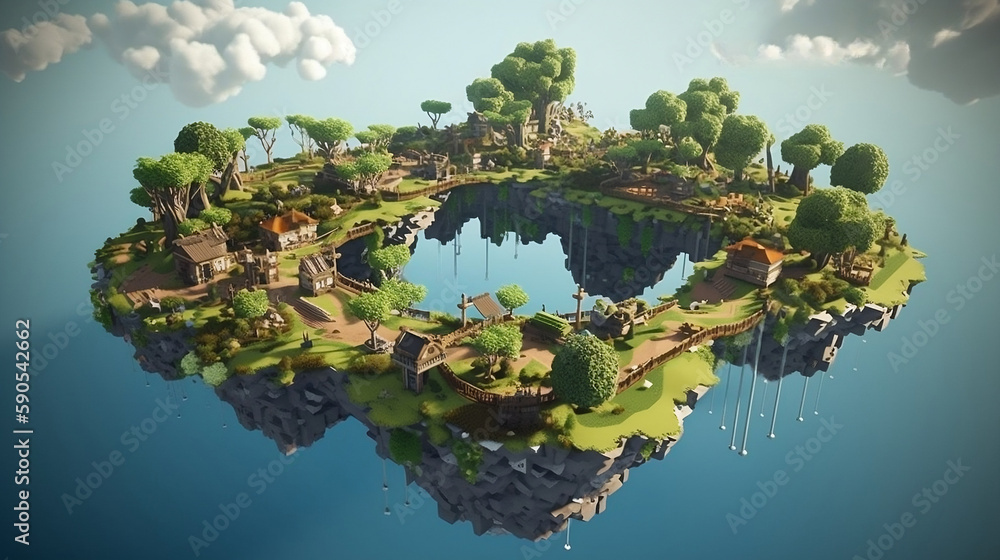 Floating Islands: a landscape with a series of floating islands that ...