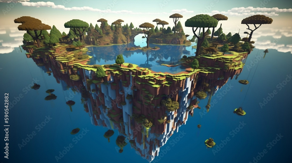 Floating Islands: a landscape with a series of floating islands that ...