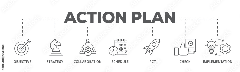 Action plan banner web icon vector illustration concept with icon of ...