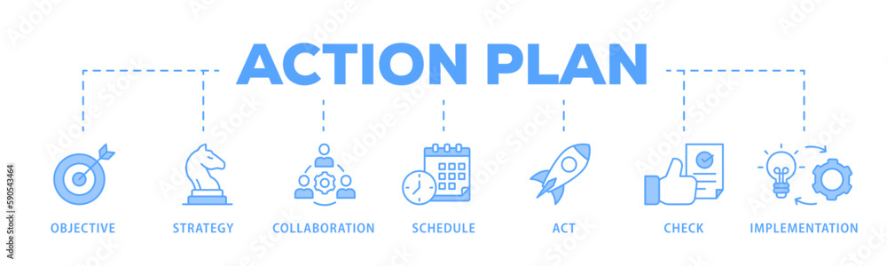 Action plan banner web icon vector illustration concept with icon of ...