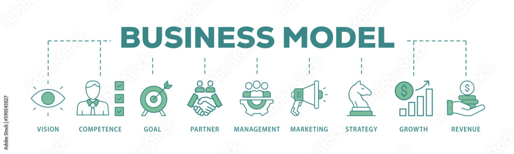 Business model banner web icon vector illustration concept with icon of ...