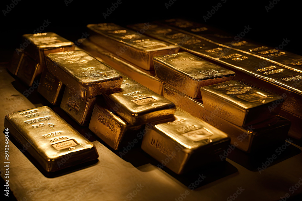 stacked gold bars created with Generative AI technology Stock ...