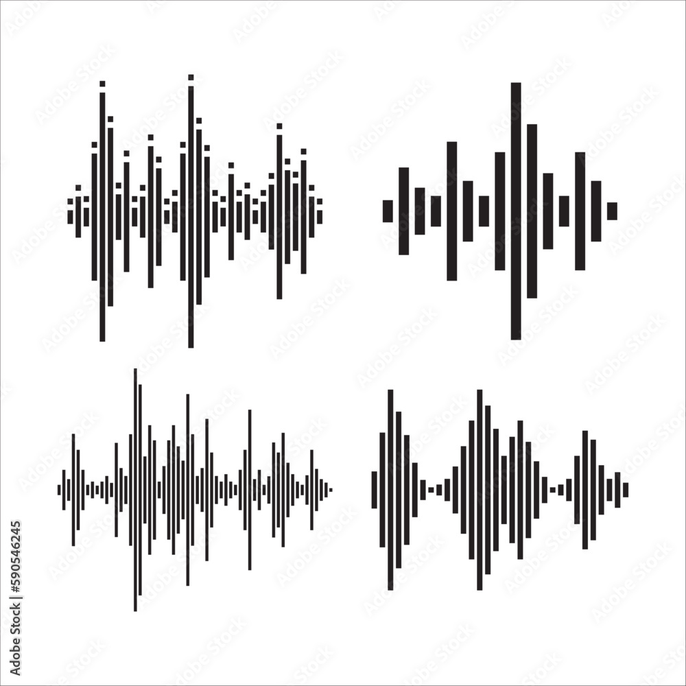 Sound wave vector icon. Wave form flat sign design illustration ...