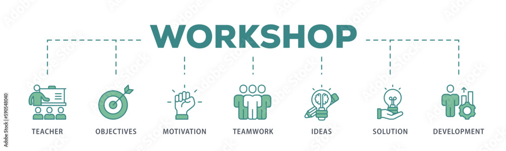Workshop banner web icon vector illustration concept with icon of ...