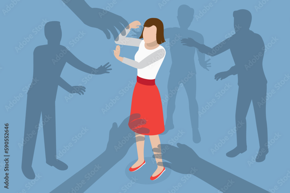 3D Isometric Flat Vector Conceptual Illustration of Sexual Harassment ...