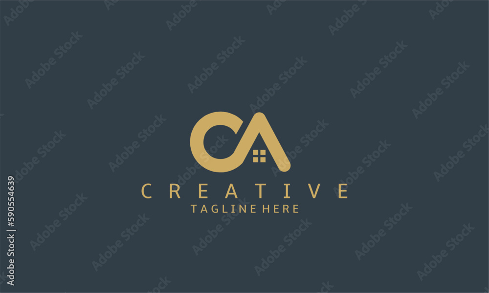 CA and Home Letter Logo Design. Modern minimalist creative CA letter ...