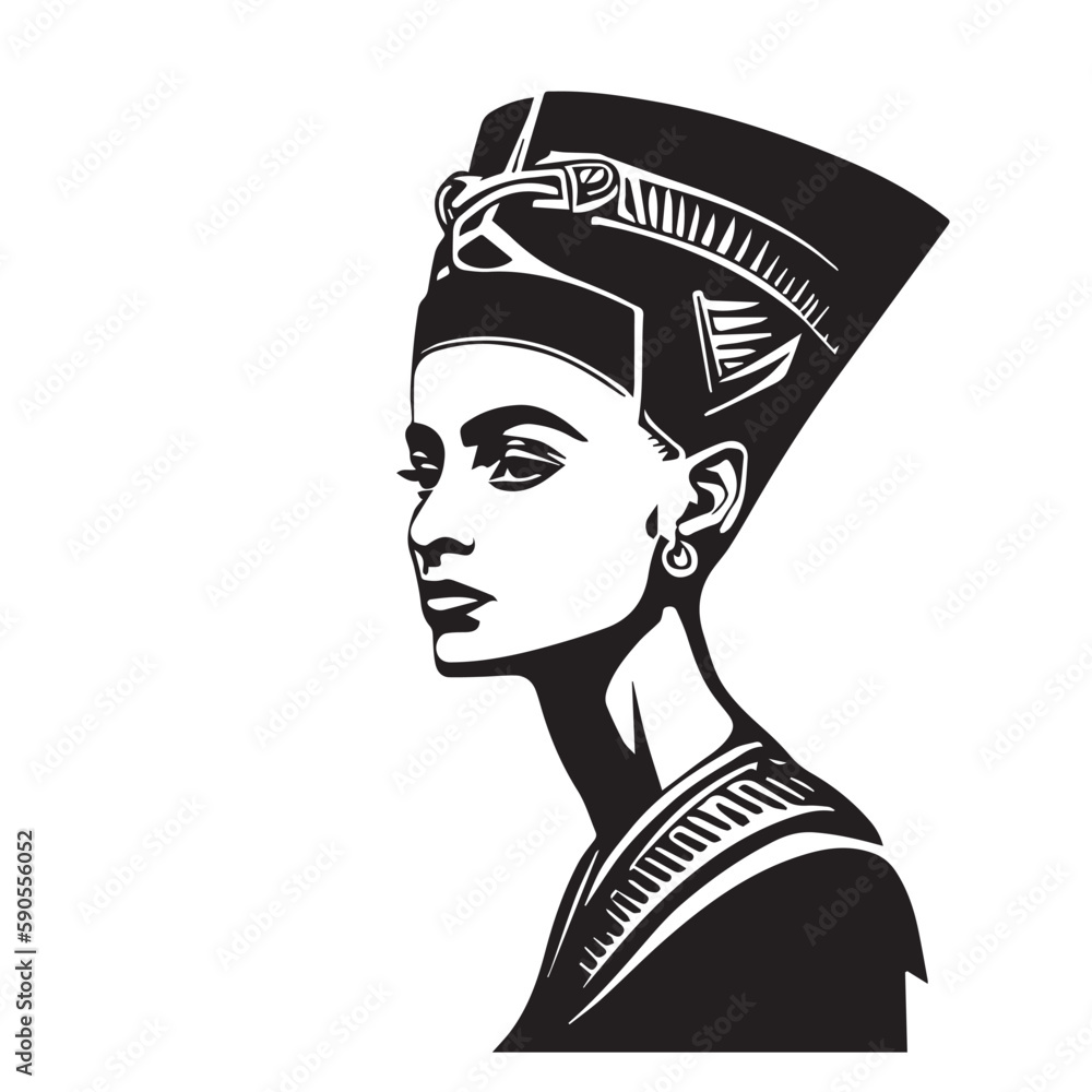 Ancient Egyptian queen head logo. Vector illustration of female face ...