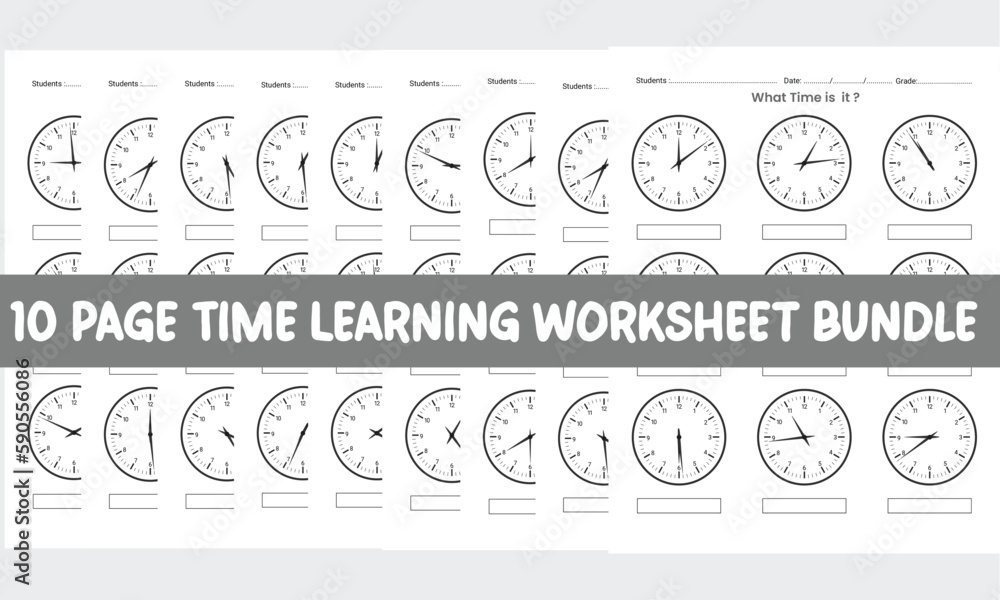 10 page Time Learning Worksheet and telling Time worksheet bundle for ...