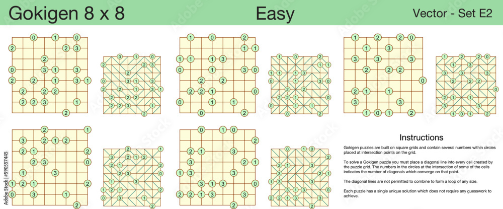 5 Easy Gokigen 8 x 8 Puzzles. A set of scalable puzzles for kids and ...