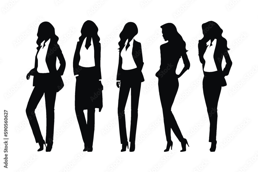 Lady Businessman Silhouette Vector Collection Stylish Businesswoman