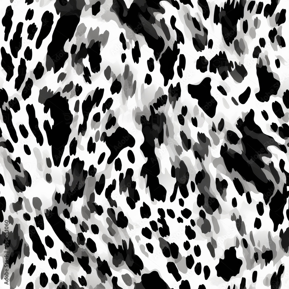 Animal Skin Texture Seamless Pattern with Black Spots on White. AI ...