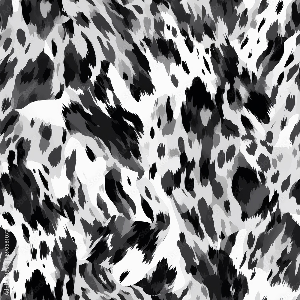 Animal Skin Texture Seamless Pattern with Black Spots on White. AI ...