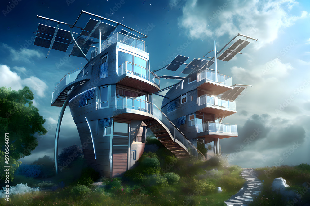 Energy-saving futuristic house of the future, futurism, Generative AI 4 ...