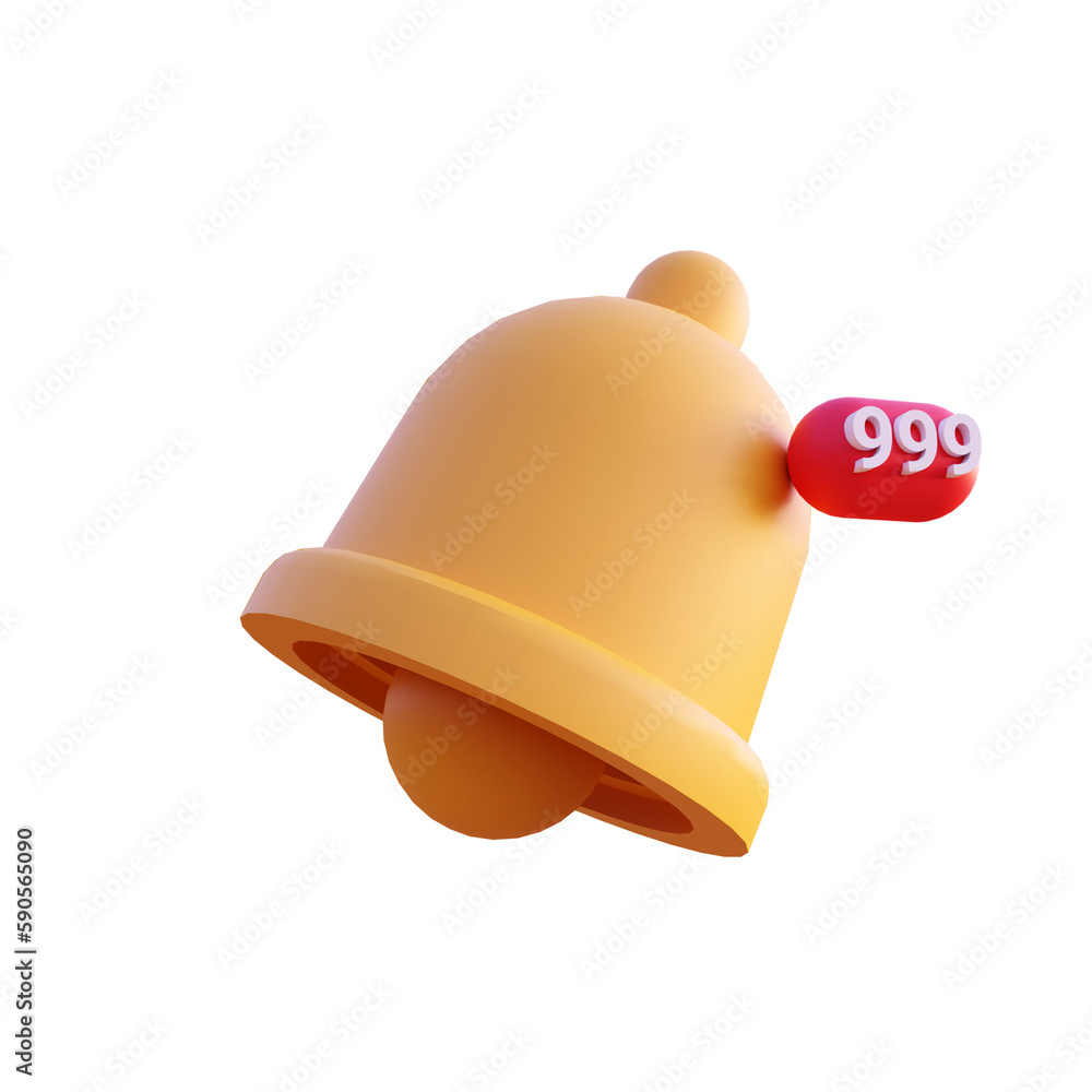 Social media 999 notification icon illustration 3d render perspective ...