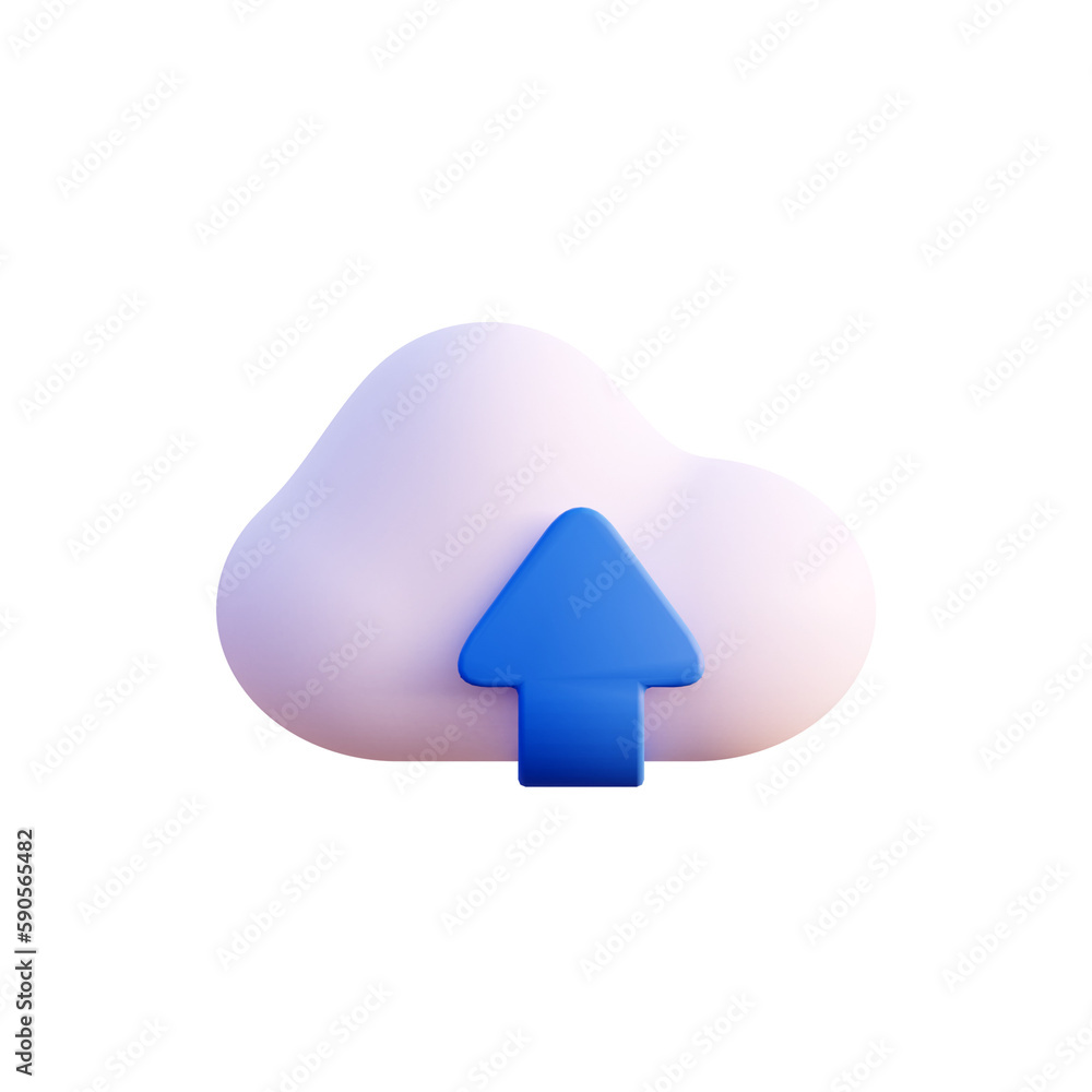 Cloud storage upload white icon 3d render isolated front view PNG ...