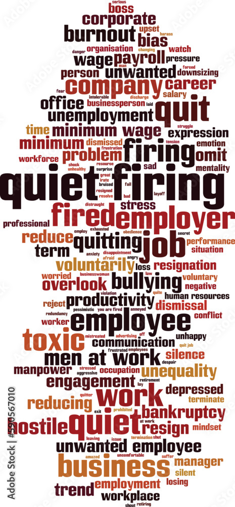 Quiet firing word cloud concept. Collage made of words about quiet ... Quiet firing word cloud concept. Collage made of words about quiet ...