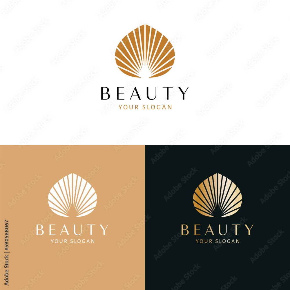 Beauty vector logo design. Seashell flat logotype. Beauty industry and ...