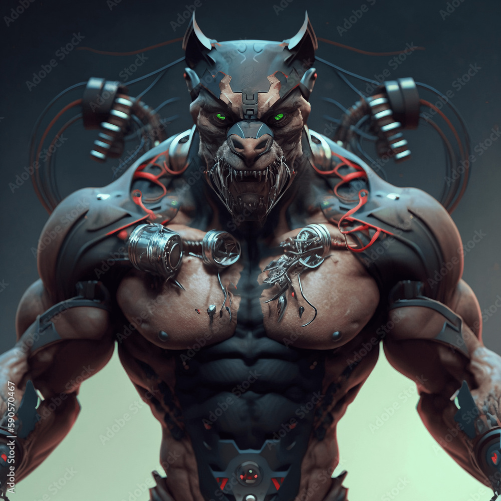 fantasy warrior robot tasmanian devil bodybuilder cyberspace cyberpunk ...