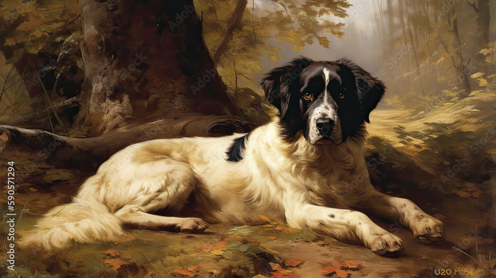 Painting of a Landser l lying in the forest, in the style of Sir Edwin ...