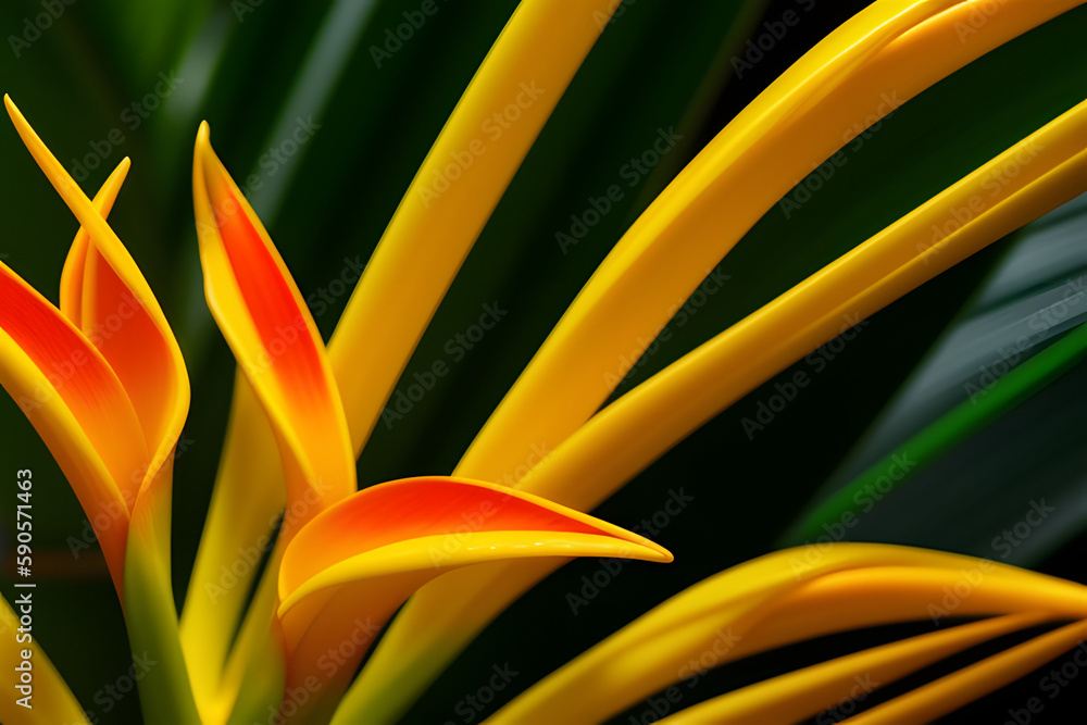 Heliconia psittacorum (Golden Torch) flowers, Tropical flowers isolated ...