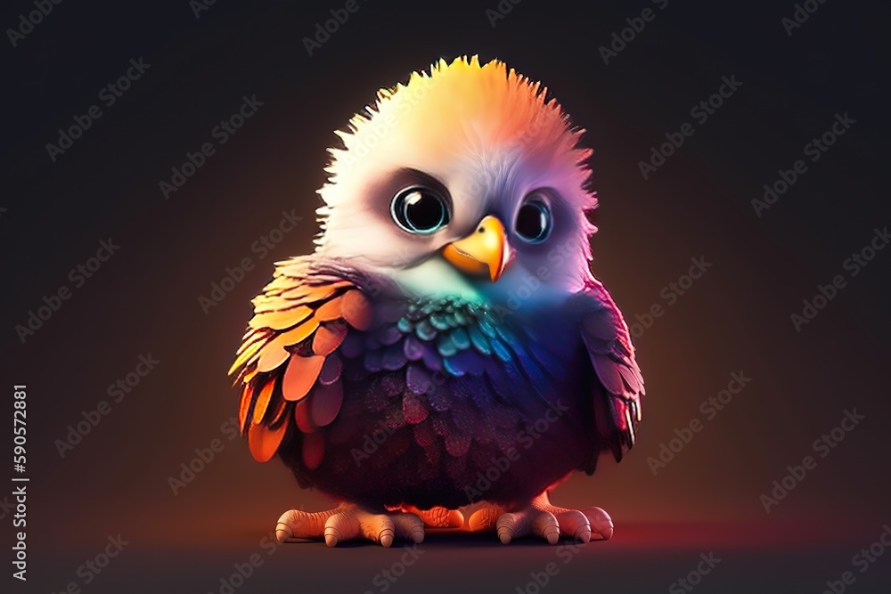 Cute small Eagle contrast colored sitting smiling. Adorable baby Eagle ...