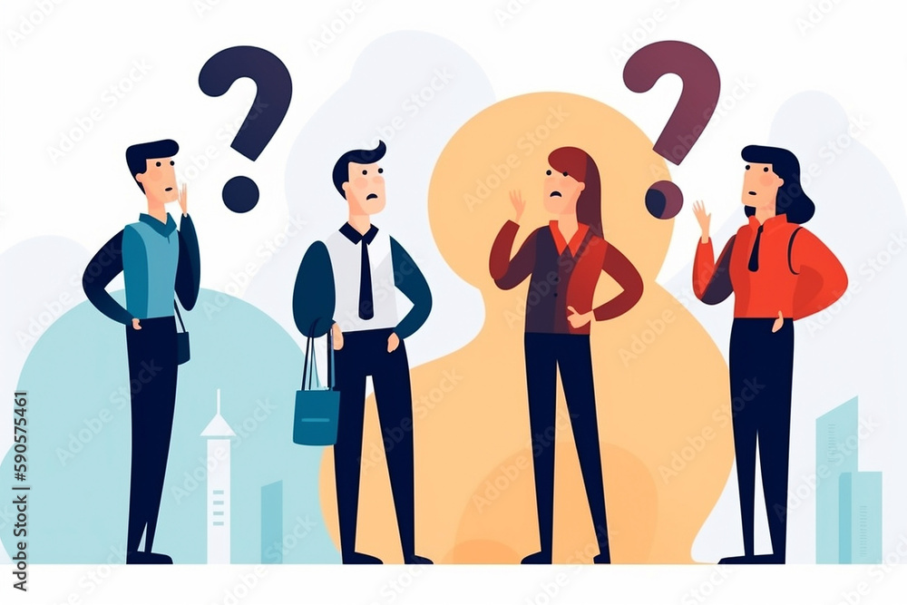 Animation of people asking questions. Customer service, support help ...