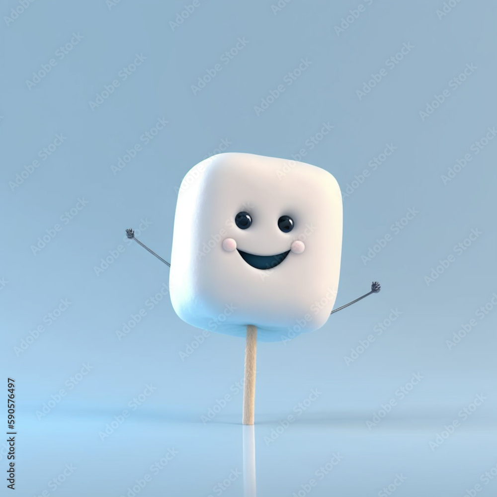 Happy smiling marshmallow isolated. cartoon characters. generated ai ...