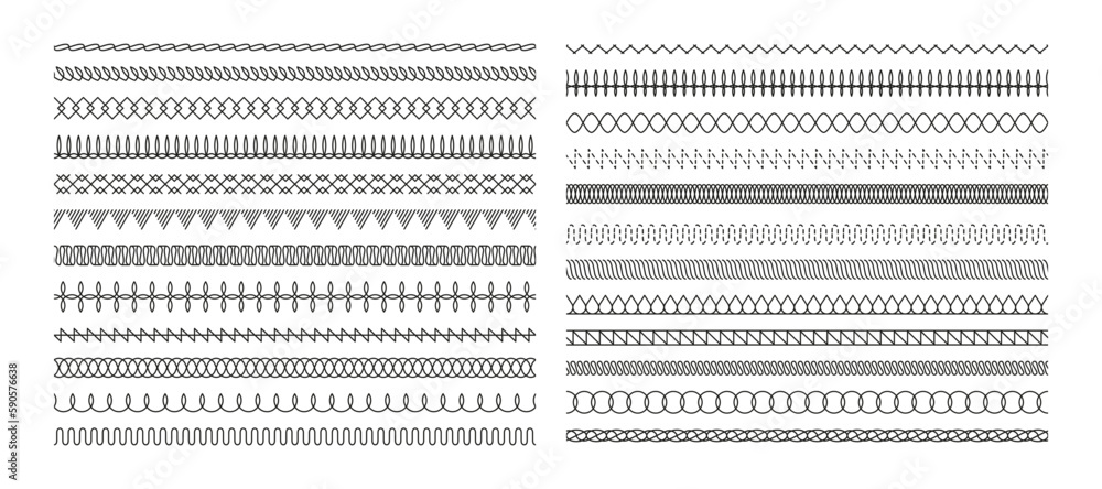 Stitch pattern collection. Various stitching and seam designs for ...