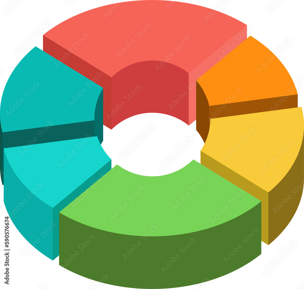 3d pie chart six pieces.Infographic isometric puzzle circular template ...