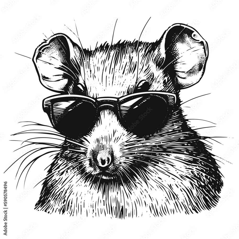 Cool rat wearing glasses illustration Stock Vector | Adobe Stock