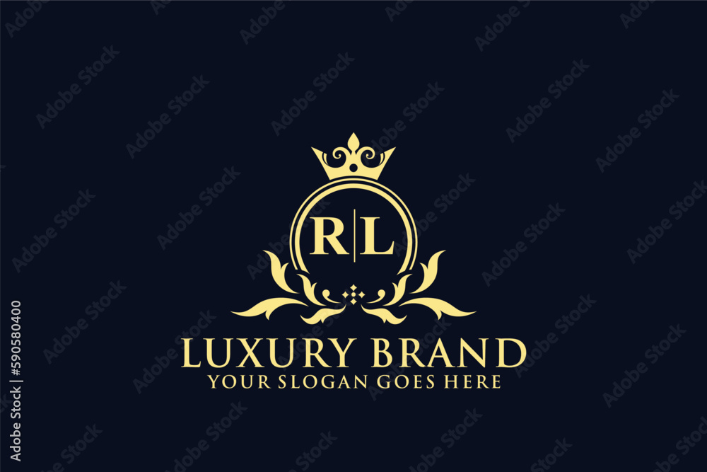 letter Initial RL elegant luxury monogram logo or badge template with ...