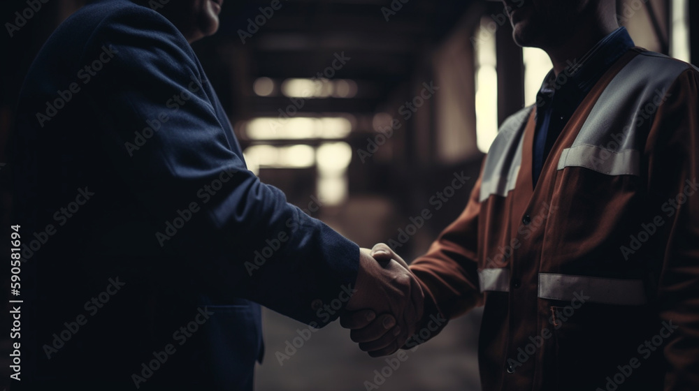 Engineer Handshake Celebrating Merger and Acquisition Generative AI ...