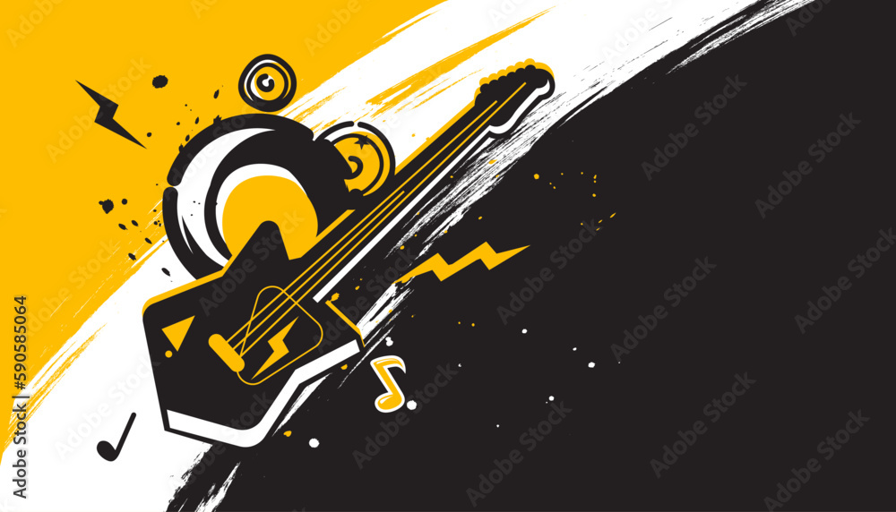Vector illustration of abstract rock music background design template ...
