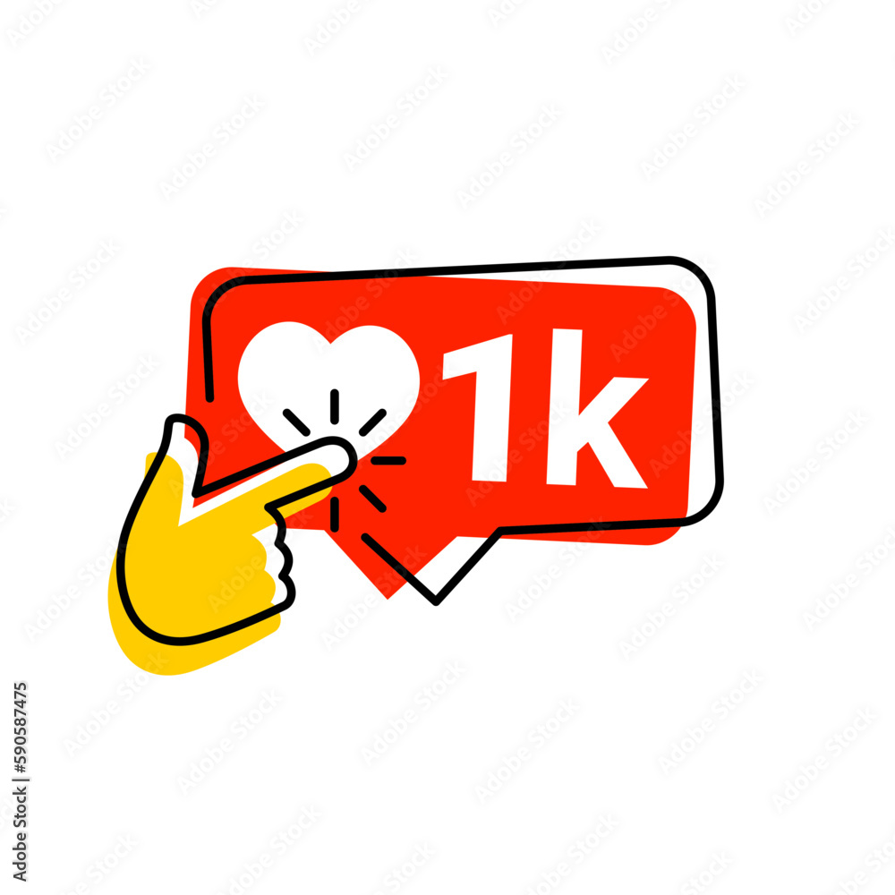 1k icon likes. 1k counter notification icon. Follower. Button, ui, web ...