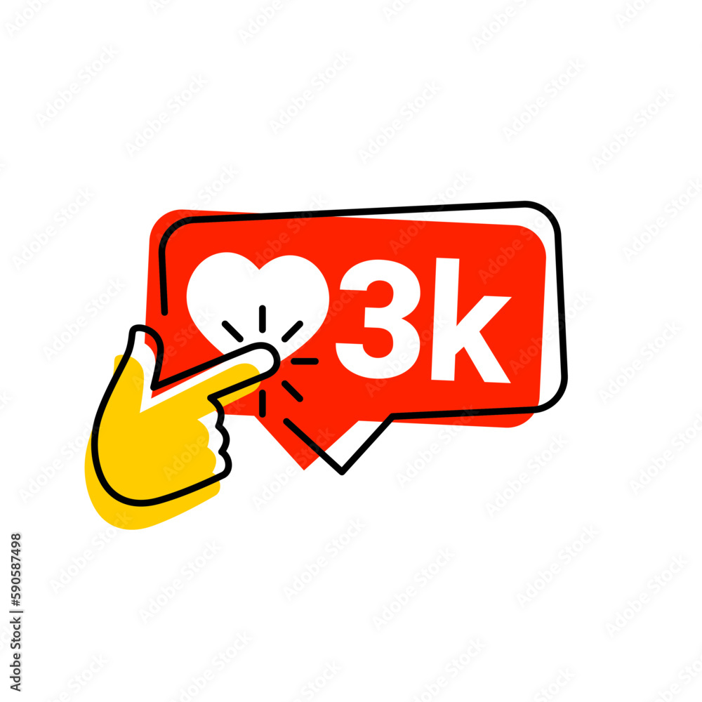 3k icon likes. 3k counter notification icon. Follower. Button, ui, web ...