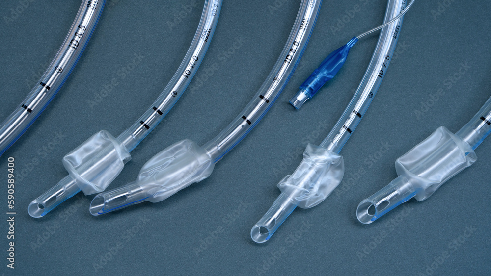 endotracheal tubes for tracheal intubation of different diameters Stock ...