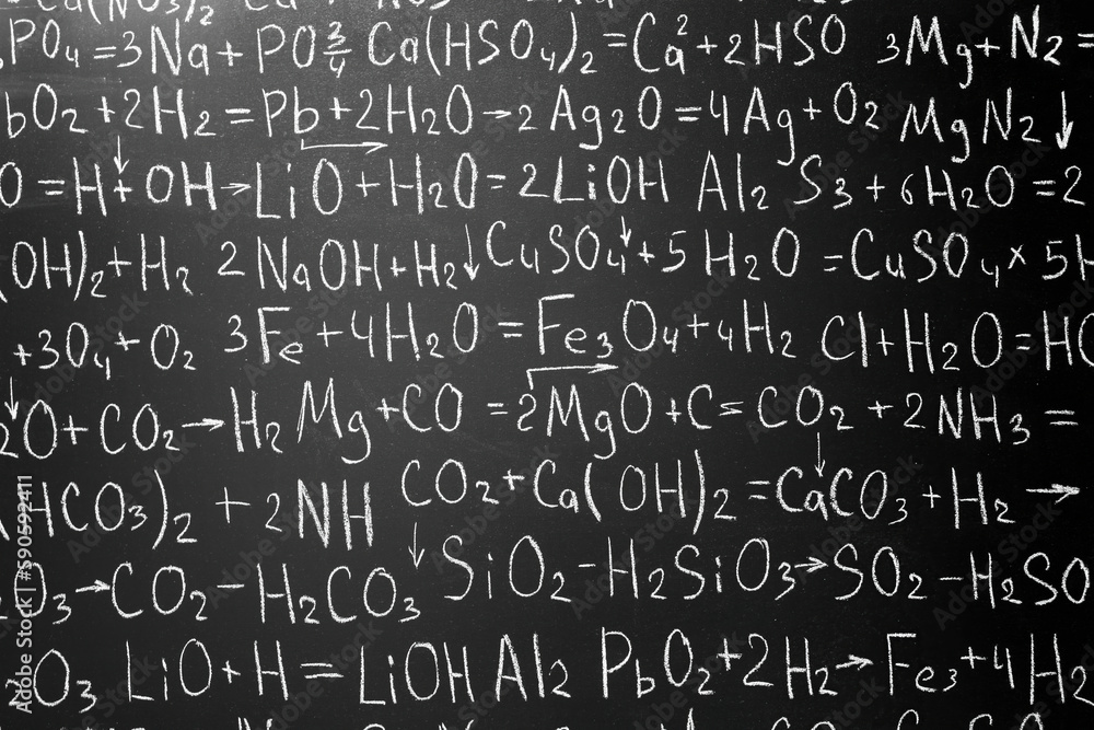 School background in chemistry .Handwritten formulas background.Letters ...
