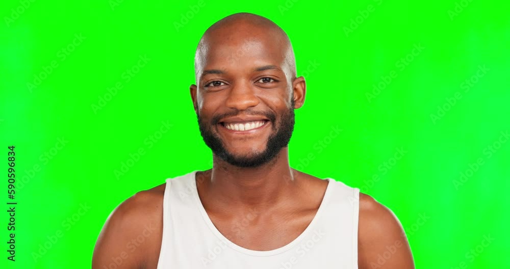 Vidéo Stock Green screen, face and black man smelling armpit, grooming ...