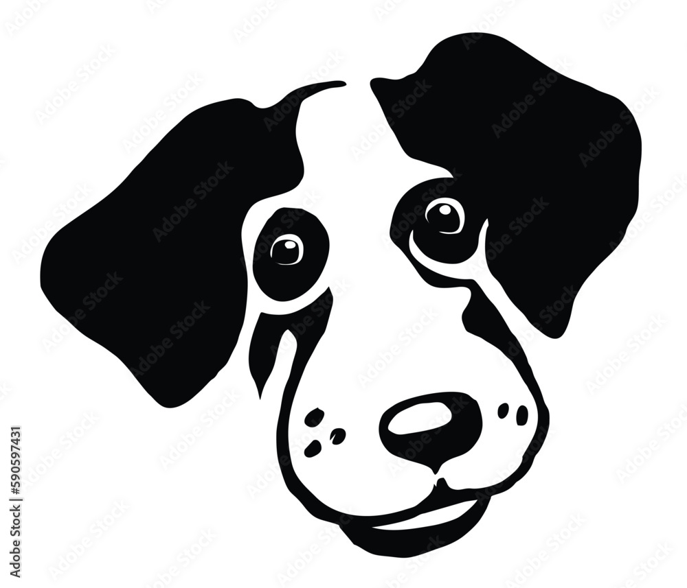 Cute sad puppy. Vector illustration isolated on white. Muzzle of a sad ...