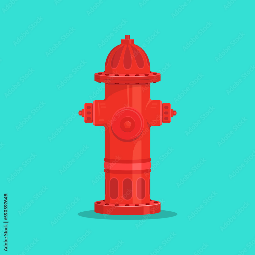 Red fire hydrant vector cartoon flat illustration Stock Vector | Adobe ...