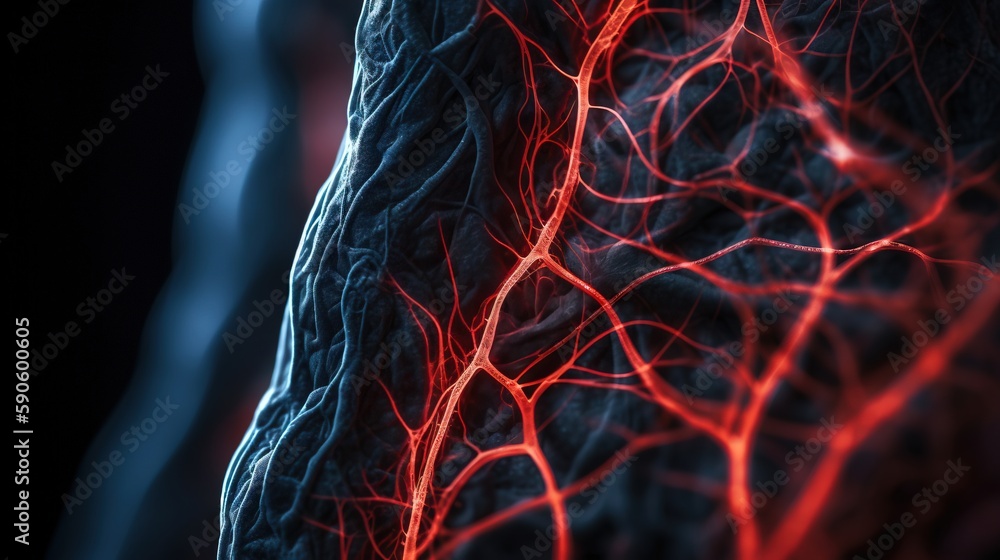 a close up of a human body with blood vessels running through it's body ...