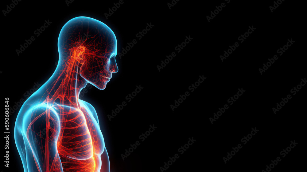 human anatomy x-ray copy space mockup on dark background generative ai ...
