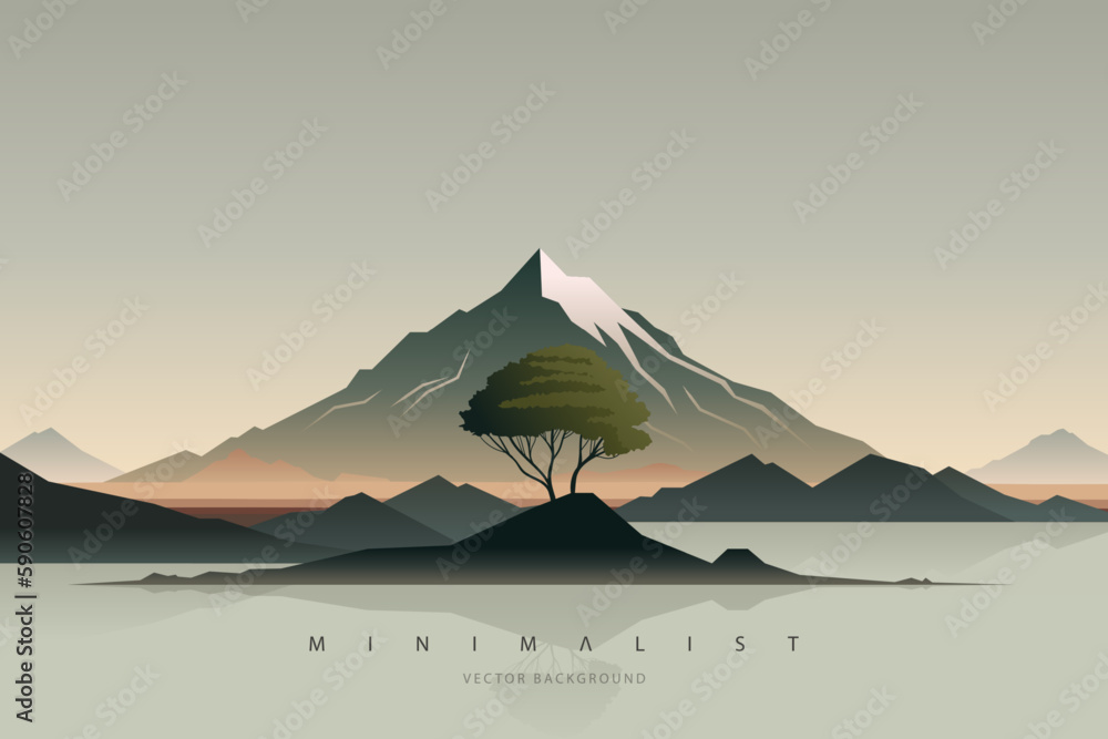 Vetor de Minimalist landscape aesthetic background wallpaper. Creative ... Vetor de Minimalist landscape aesthetic background wallpaper. Creative ...