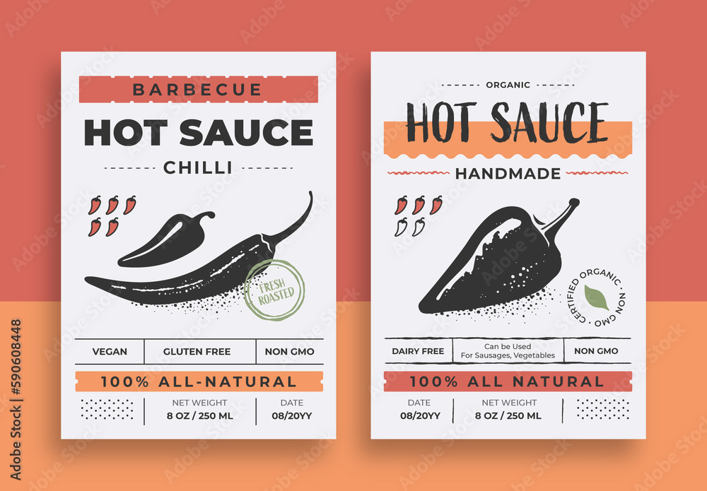Vintage Sauce Label Layout with Chilli Pepper Stock Template | Adobe Stock