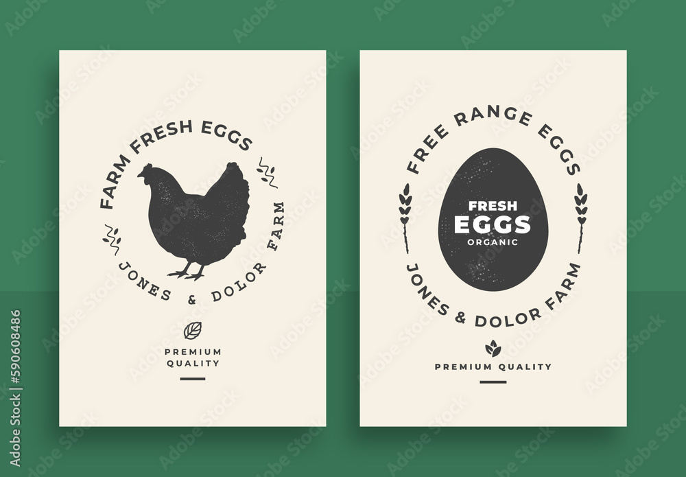Vintage Chicken Eggs Label Layout for Package Stock Template | Adobe Stock
