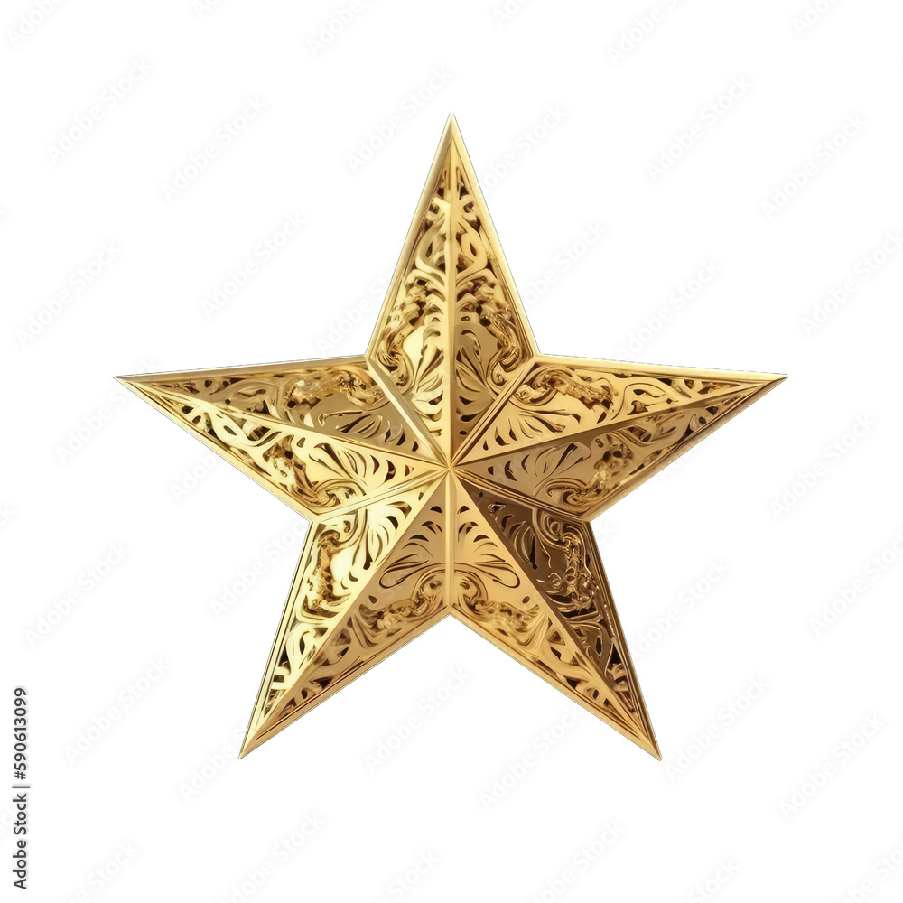 Gold star isolated on transparent background. Gold vintage star shape ...