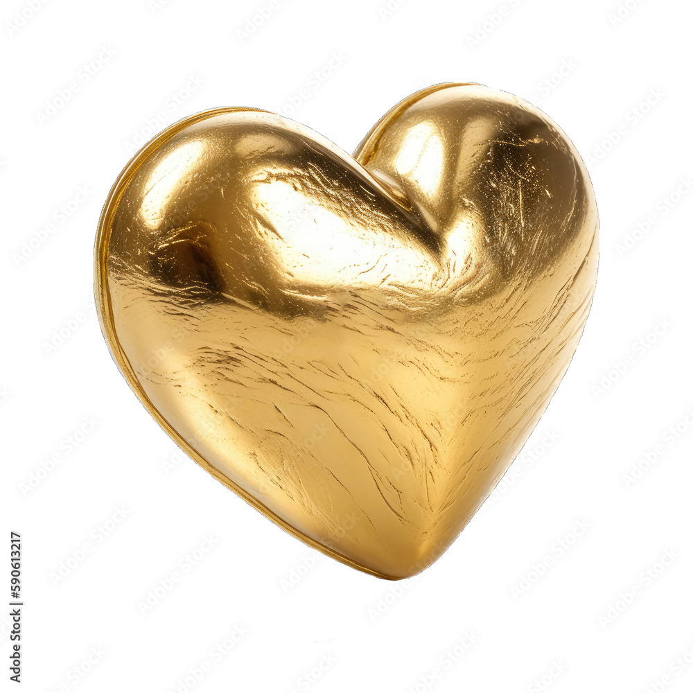 Gold heart isolated on transparent background. Gold vintage heart shape ...