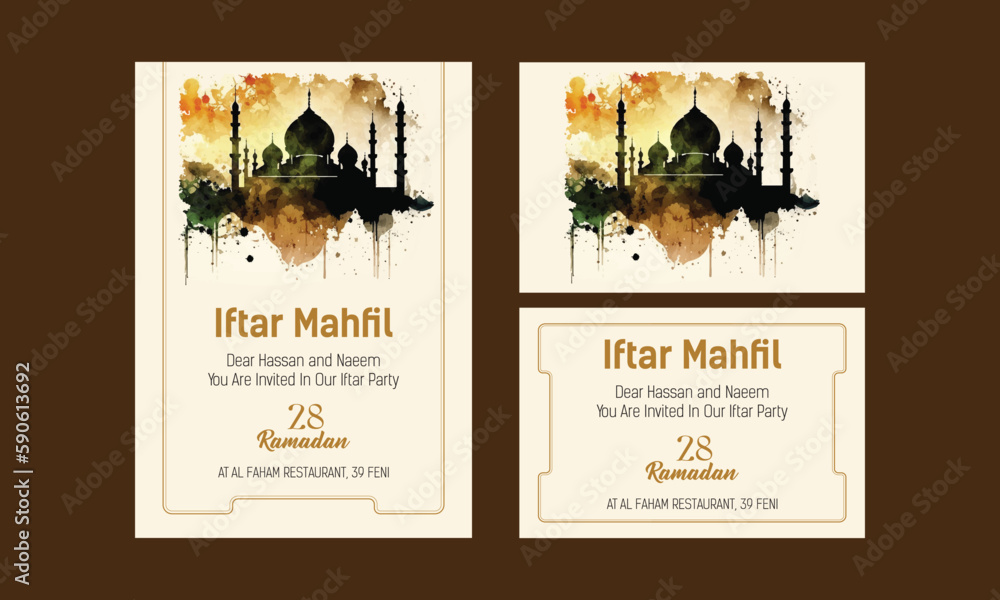 Ramada Iftar and Fasting Party Invitation Template, Mosque Iftar Mahfil ...