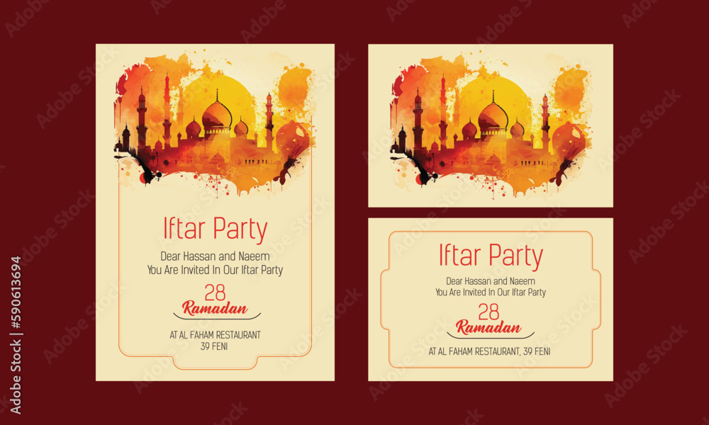 Ramada Iftar and Fasting Party Invitation Template, Mosque Iftar Mahfil ...