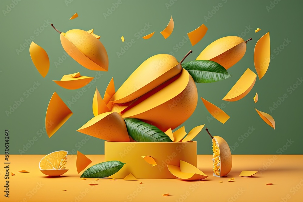 Imagine a ripe mango in concept art for a billboard campaign, with ...